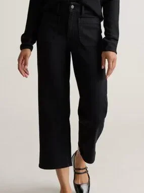 Quince | Jeans | Quince Bella Stretch Patch Pocket Wide Leg Jeans Black ...